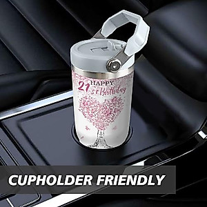 Dcohluk Cool 21st Birthday Gifts for Her 40oz Tumbler Gift for 21 Year Birthday Female, Mothers Day 21 Year Old Birthdays Gifts for Her, Stainless Steel 21st Birthdays Cup with Handle & Straw