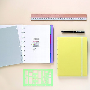 Filofax Refillable Notebook, A5 Size, Classic Pastels Collection, Dotted Paper, 8.25" x 5.75", Lemon (B115082U)