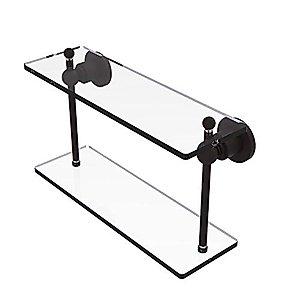 Allied Brass AP-2/16 Astor Place Collection 16 Inch Two Tiered Glass Shelf, Oil Rubbed Bronze