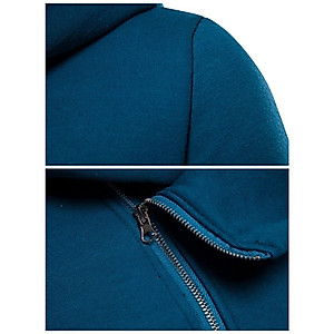 Maiyifu-GJ Men's Diagonal Zipper Hooded Sweatshirts Lightweight Fleece Slim Fit Hoodies Long Sleeve Casual Hip Hop Hoodie (Dark Green,XX-Large)