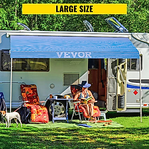 VEVOR RV Awning 15' Camper Awning Fabric, Trailer Awning Canopy Patio Camping Car Awning, Durable 15oz Vinyl Roller Tube for RV, Van, SUV, Patio Awning Replacement Ocean Blue Fade