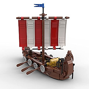 DIYI The Viking Ship Model Building Kit, Medieval Themed Design Style Modeling Pirate Ship Building Bricks Toy, MOC Building Blocks Compatible with Lego Viking Ship (314 Pieces)
