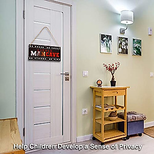 Little Man Cave, All-Star Sports Wood Sign Door Hanging Decor, Boys Decorations for Bedroom Nursery Playroom Wall Art (5"x10") -A04