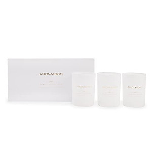 Aroma360 - Dream On - Paris Collection Candle Trio - Luxury Scented Candles with Essential Oils - White Tea, Sweet Vanilla & Earthy Cedar - Aromatherapy - Soy Candles - 80hr Burn - 11 oz - Set of 3