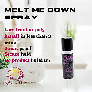 Kafune Amor Hair Melt Me Down Lace Melting Holding Spray - Glueless Wig Install, 1-5 Day Hold, Safe for HD/Swiss Lace Wig, No Flake/Residue, Quick Dry, Ideal for Daily Wearers Substitute for lace glue