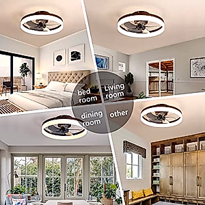 Ceiling Fan Black Ceiling Fans with Lights App & Remote Control, Timing & 3 Led Color Ceiling Fan with Light, 6 Wind Speeds 20In Modern Ceiling Fan for Bedroom, Living Room, Small Room