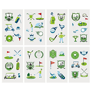 24 Sheets Golf Temporary Tattoos, Birthday Decorations Golf Party Favors