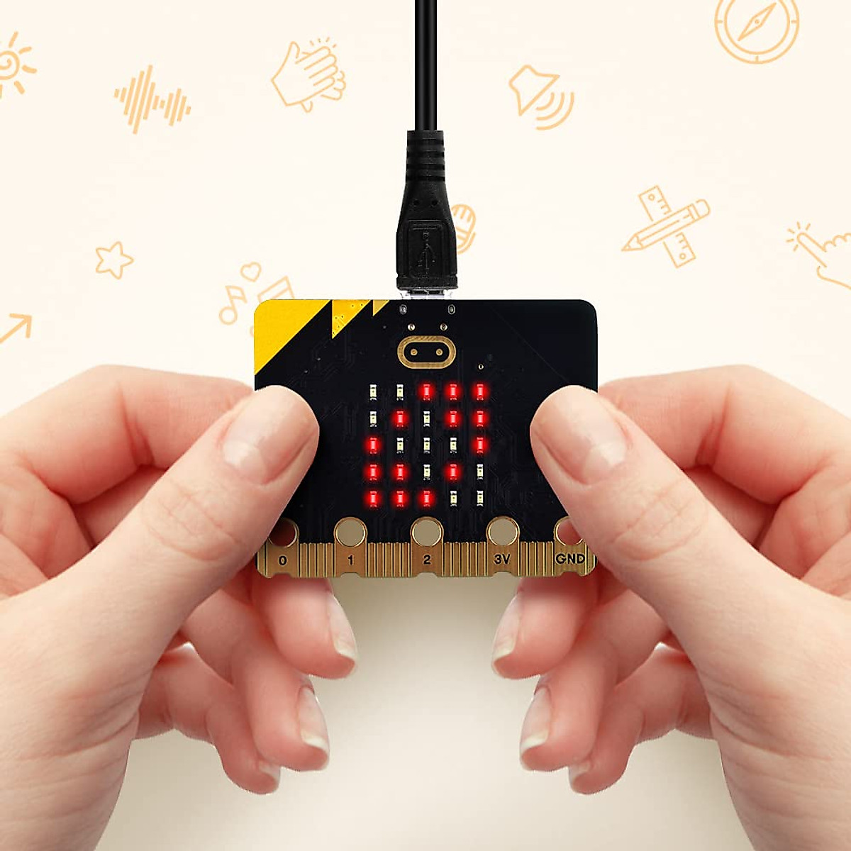 GeeekPi Micro:bit V2 Go Kit Original Microbit V2 Starter Kit, with BBC Micro:bit V2 Board, Battery Holder, 2 AAA Batteries, Micro USB Cable for Coding and Programming