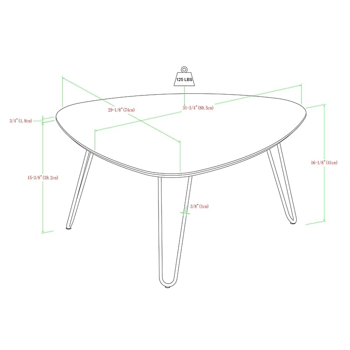 Walker Edison Mid Century Modern Hairpin Coffee Table Living Room Accent Ottoman Storage Shelf, 32 Inch, Walnut