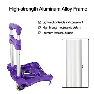 Sutekus Folding Hand Truck and Dolly 110-lbs Lightweight Portable Luggage Cart for School Travel Office Moving (Purple)