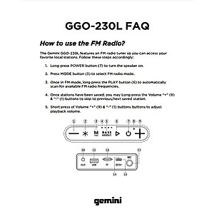 Gemini Sound GGO-230L 50W Bluetooth Speaker Boombox: Portable Wireless IPX5 Waterproof Speaker with FM Radio, LED Party Lighting, Power Bank, and Long-Lasting Rechargeable Battery