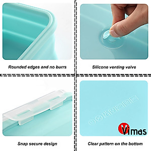 Vimas Extra Large Silicone Food Storage Containers, 53oz/1600ml Collapsible Meal Prep Containers with Lids for Fruits, Vegtables (Pink)