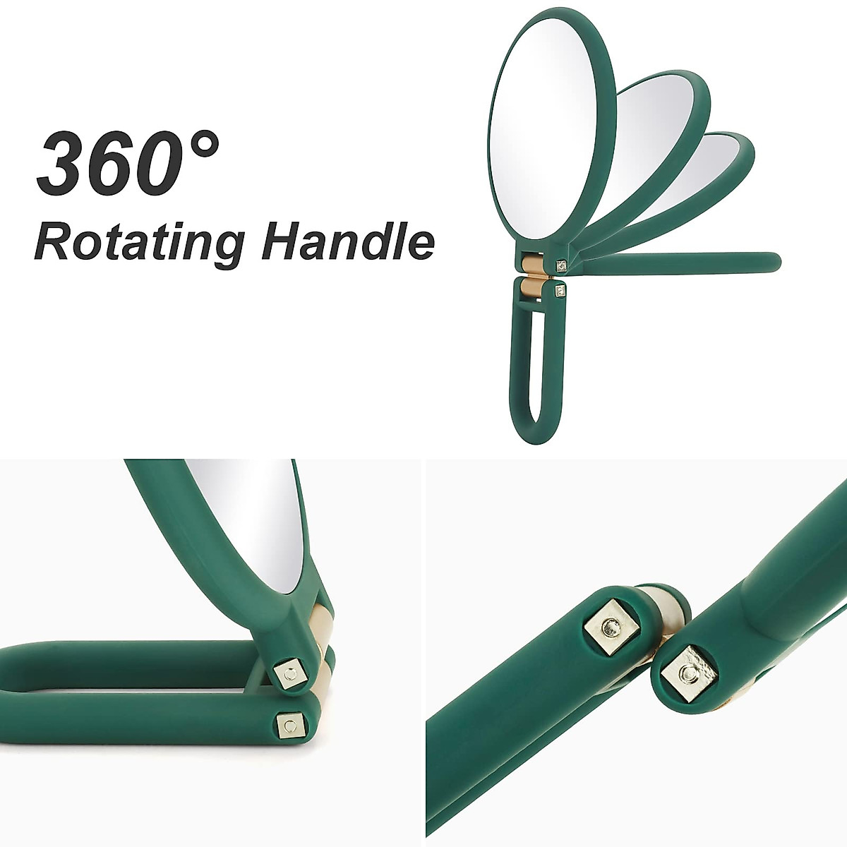 Martvex Handheld Mirror, 1x 15x Magnifying Makeup Mirror with Handle Double Side Hand Held Mirror with 1x15x Magnification & Foldable Handle, Portable Travel Makeup Hand Mirror for Women (Army Green)