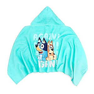 Jay Franco Bluey & Bingo Bath/Pool/Beach Hooded Towel - Super Soft & Absorbent Cotton Towel, Measures 22 x 51 Inches (Official Bluey Product)