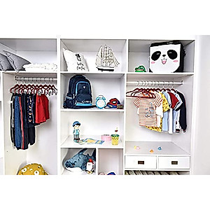 30+10 Quality Kids Children's Plastic Non Velvet Non-Flocked Thin Compact Shirt and Skirt/Pant Bundle Coat Hangers with Metal Clips for Skirts Pants Blouses 360° Swivel Hook, Jacket, Raspberry