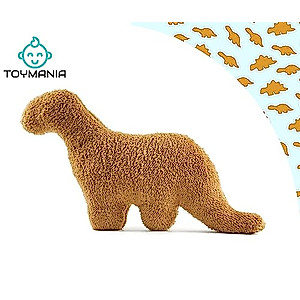 Toymania - Dinosaur Nugget Plush - Fluffy Brontosaurus Nug Plush to Cuddle or for Room Decor - Dino Nugget Stuffed Animal Emotional Support - Dinosaur Chicken Nugget Plush Looks Great Anywhere