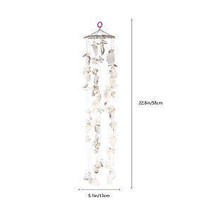 BESPORTBLE Natural Seashell Wind Chime Seashell Wind Bell Decorative Hanging Ornament Nautical Home Decor Gift for Room Patio Balcony Garden (White)