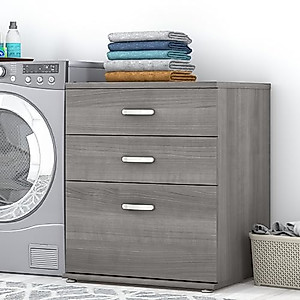 Bush Business Furniture Universal Laundry Room Storage Cabinet with Drawers, Platinum Gray