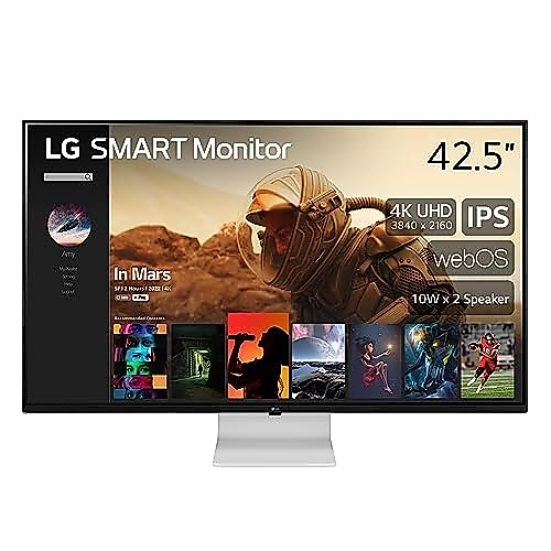 LG Smart Monitor (43SQ700S) -43-Inch 4K UHD(3840x2160) IPS Display, webOS Smart Monitor, ThinQ Home, Magic Remote, USB Type-C, 2X Stereo Speakers, AirPlay 2, Screen Share, Bluetooth,White