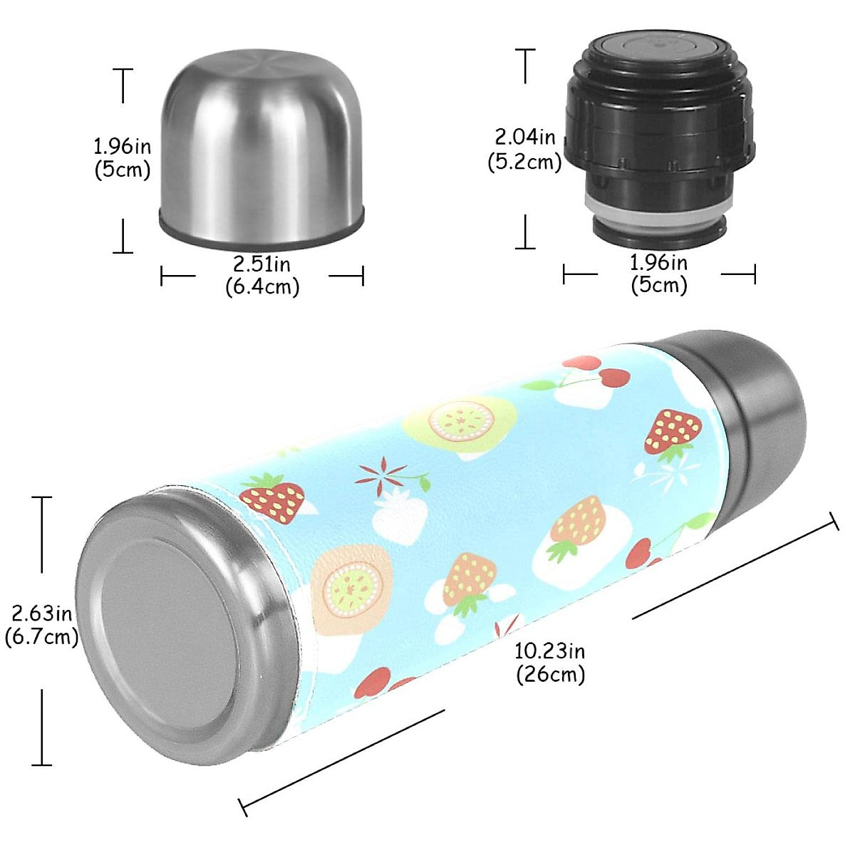 Stainless Steel Leather Vacuum Insulated Mug Flowers Thermos Water Bottle for Hot and Cold Drinks Kids Adults 16 Oz