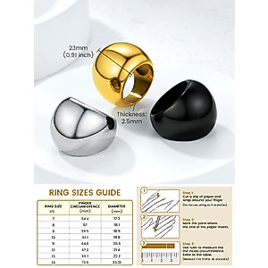 GOLDCHIC JEWELRY Gold Statement Ring for Women, 23mm Oversized Chunky Dome Rings Thick Cocktail Rings Size 7