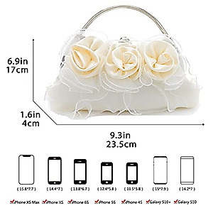 Yokawe Rose Floral Clutch Purses for Women Satin Evening Bag Bridal Wedding Party Prom Handbags