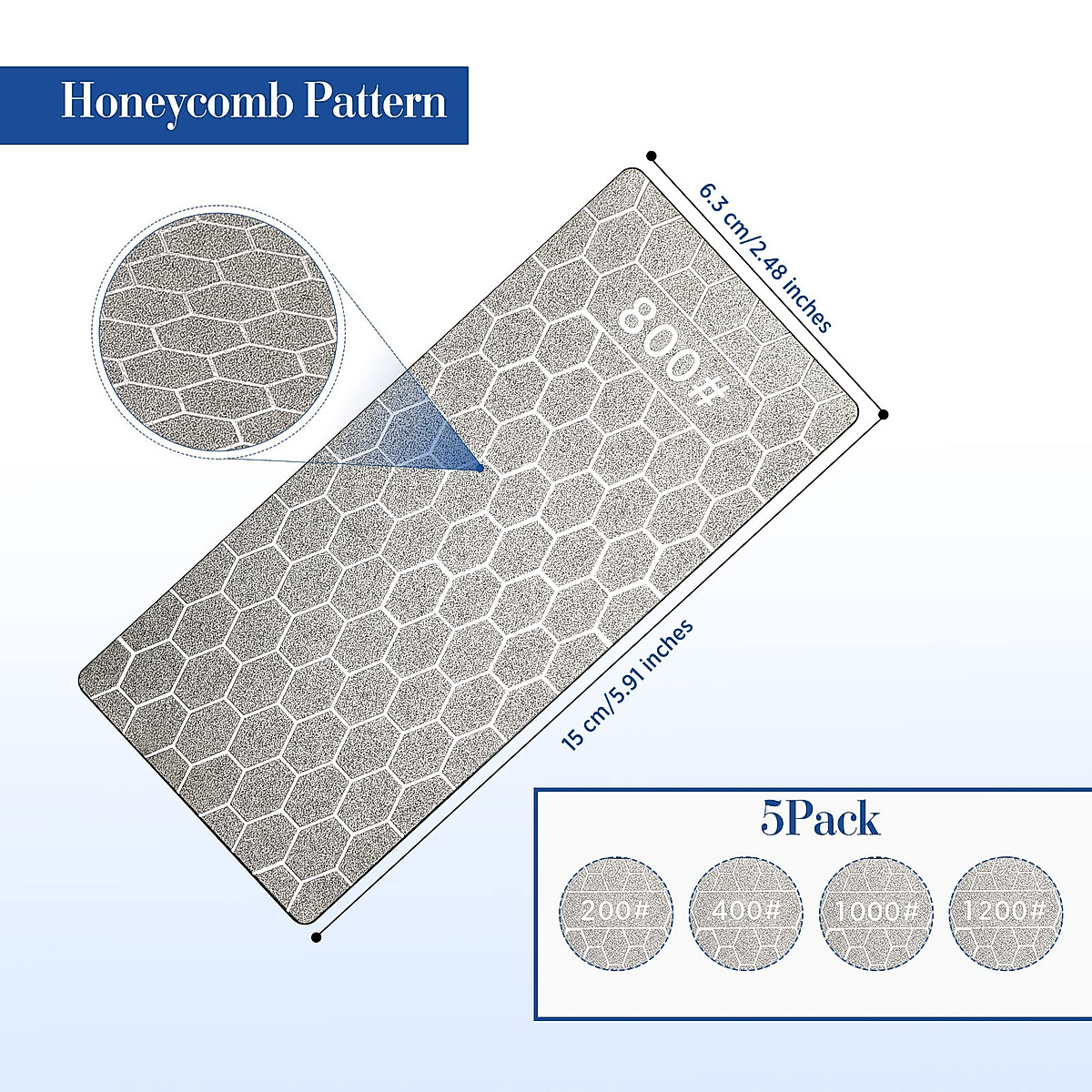 5 Pcs Diamond Sharpening Stone Honing Stone Diamond Stone Lapping Plate Diamond Sharpening Plate Fine Coarse Bench Stone for Kitchen Blade Chisel, 5.9 x 2.48 Inch(200, 400, 800,1000, 1200 Grit)