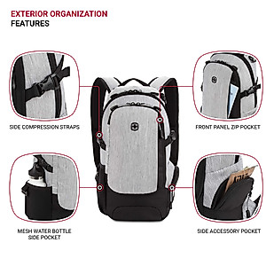 SwissGear 3598 Backpack Narrow Daypack, Light Grey/Heather, 18-Inch