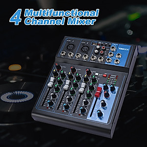 Professional 4/7 Channel Live Studio Audio Sound USB Compact DJ Mixer Mixing Console (4 Channel)