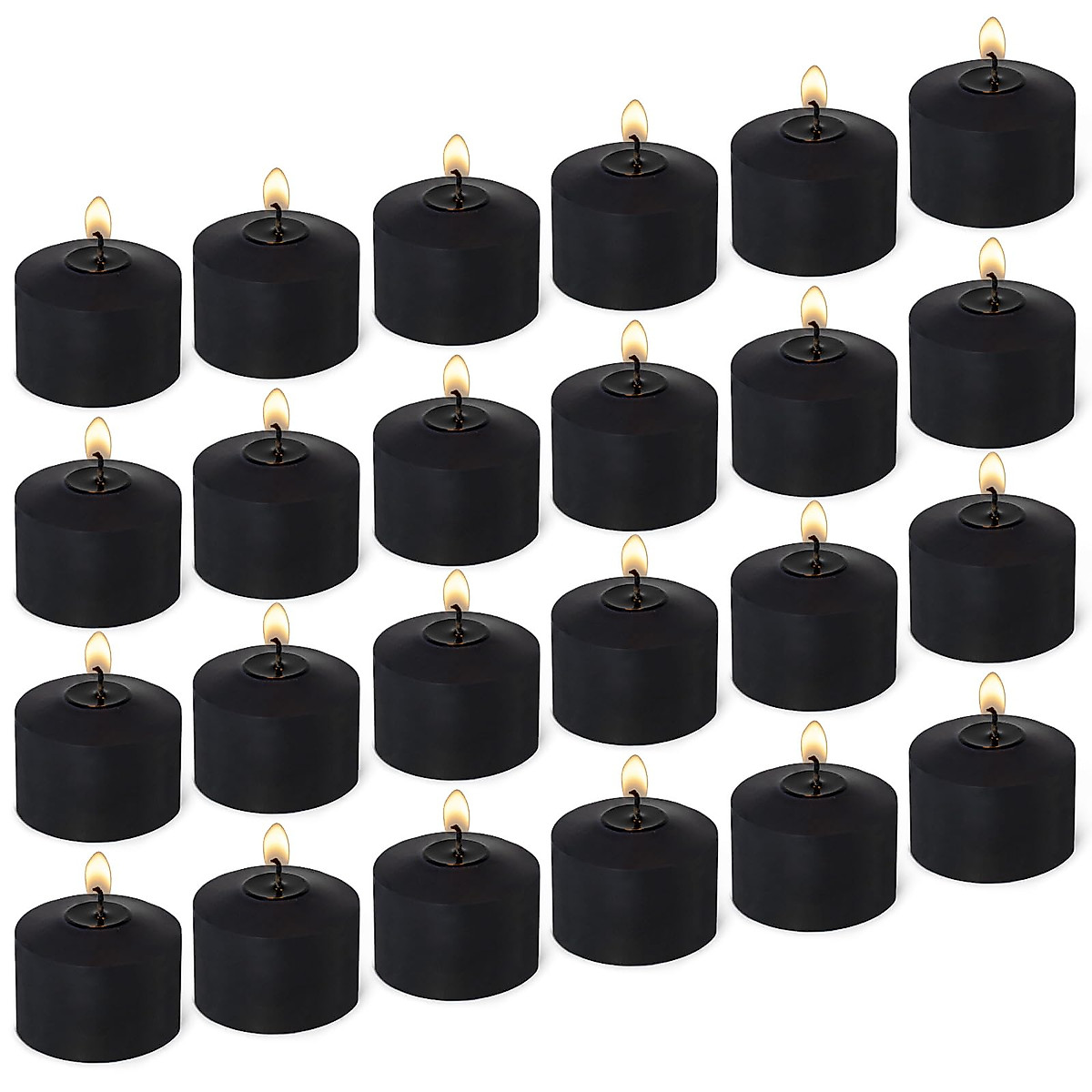 Bulk Pillar Candles - 24 Pack of 1.25 Inch, Black Candles for Kitchen, Spa, Lantern, Mantel, Prayer and Emergency Shelter