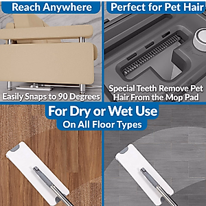 X3 Mop, Separates Dirty and Clean Water, 3-Chamber Design, Flat Mop and Bucket Set, Hands Free Home Floor Cleaning, 3 Reusable Microfiber Mop Pads Included