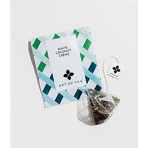 Art of Tea | Organic White Coconut Crème | 12 Count Eco Friendly Sampler Box Assortment | Premium Caffeinated Organic White Tea Variety | Biodegradable Sachets