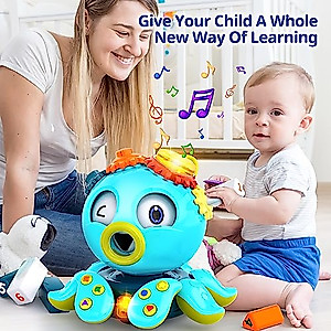 BLUEYAK Octopus Baby Toys, Musical Crawling Toys with Music & Light 12 in 1 Baby Activity Cube Toy Tummy Learning & Education Toys Baby Sensory Toys Walkers for Babies Infant Toys for Boy Girl Gifts