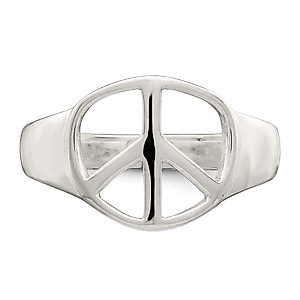 Sterling Silver Peace Sign Ring QQR2653-7