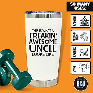Brooke & Jess Designs Uncle Gift Tumbler - Large Travel Cup - Funny Gifts for Uncles
