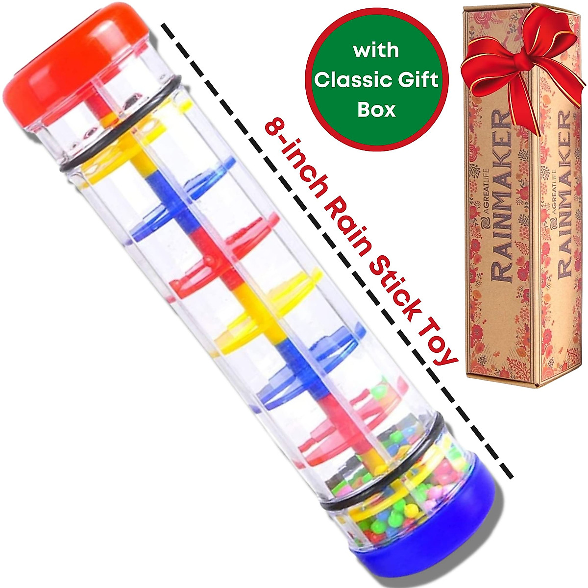 Rainmaker Baby Toys for 6 to 12 Months - 𝐄𝐚𝐬𝐭𝐞𝐫 𝐁𝐚𝐬𝐤𝐞𝐭 𝐒𝐭𝐮𝐟𝐟𝐞𝐫𝐬 𝐟𝐨𝐫 𝐊𝐢𝐝𝐬 & Toddlers for Sensory & Hand-Eye Coordination with Giftable Box - Rain Stick Musical Instrument