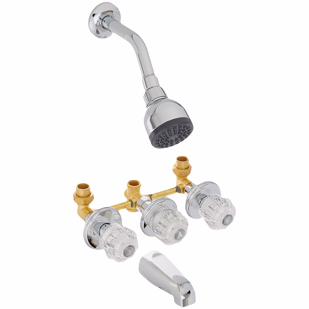 Homewerks Worldwide 10-B83WCHB Three-Handle, One-Spray Bathtub and Shower Faucet Set 5 Year Warranty, Chrome Finish