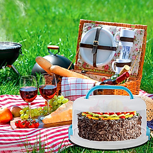 DIIRPPR Large 10 Inch Cake Carrier Keeper Stand with Handles and Lids Container for Transport Cake Holder Tray with Cover Round Cupcake Storage Kitchen Cooking Box (Light blue)