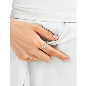 MomentWish Promise Rings for Her, 1Carat Moissanite, D Color VVS1 Simulated Diamond 925 Sterling Silver Accent Rings-Size6