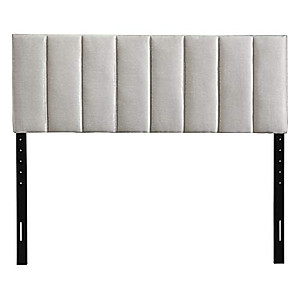 DG Casa Sierra Tufted Upholstered Vertical Channel Adjustable Height Headboard, Queen Size in Beige Polyester Blend Fabric