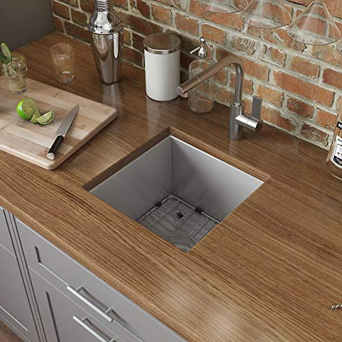 Ruvati 15 x 15 inch Undermount 16 Gauge Zero Raduis Bar Prep Square Kitchen Sink Single Bowl - RVH7115