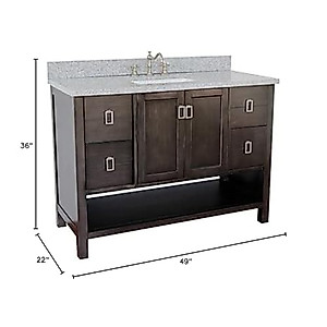 Bellaterra Home Monterey 49" Rectangle Sink Solid Wood Vanity in Brown/Gray Granite Stone