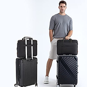 DOMISO 14 inch Laptop Bag Business Briefcase Water-resistant Notebook Messenger Shoulder Bag for 14" MacBook Pro/Lenovo IdeaPad ThinkPad/HP Stream 14 Chromebook 14/ASUS ZenBook,Black