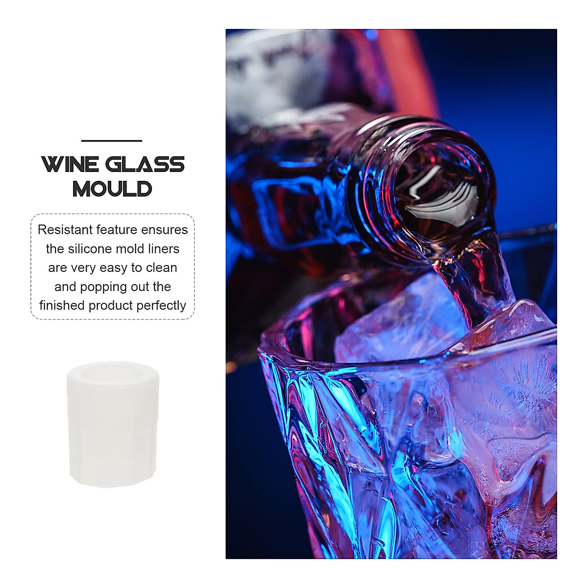 Hemoton Silicone Molds 10Pcs Silicone Shot Glass Mold Glass Ice Cubes Ice Tray Resin Bottle Mold for DIY Cupcake Fondant Ice Cream Desserts Soap Decoration White Resin Molds