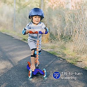 Ignight Blue/Orange 3 Wheel Scooter for Boys and Girls Ages 3+, Max Weight 75lbs, Foot-Activated Brake - Durable, Comfortable, & Easy to Ride