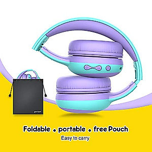 gorsun Bluetooth Kids Headphones with Microphone,Children's Wireless Headsets with 85dB Volume Limited Hearing Protection,Stereo Over-Ear Headphones for Boys and Girls (Purple)