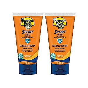 Banana Boat Sport Ultra SPF 30 Sunscreen Lotion, 3oz | Travel Size Sunscreen, Banana Boat Sunscreen SPF 30 Lotion, Oxybenzone Free Sunscreen, Sunblock Lotion Sunscreen SPF 30, 3oz each Twin Pack