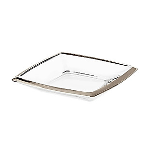 Barski - European Glass - 11" Diameter - Serving Tray - Platter - with Platinum Rim - Made in Europe