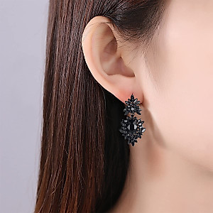 mecresh Vintage Floral Teardrop Black Austrian Crystal Drop Dangle Earrings for Women 2022 fashion jewelry