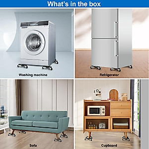 Insdawn Furniture Dolly,Furniture Sliders with Lifter, Moving Dollies with Wheels Heavy Duty 500 LB Load Capacity,3-Wheel Furniture Movers Tools Lifting Equipment, 4 Pack with Furniture Lifter, Black